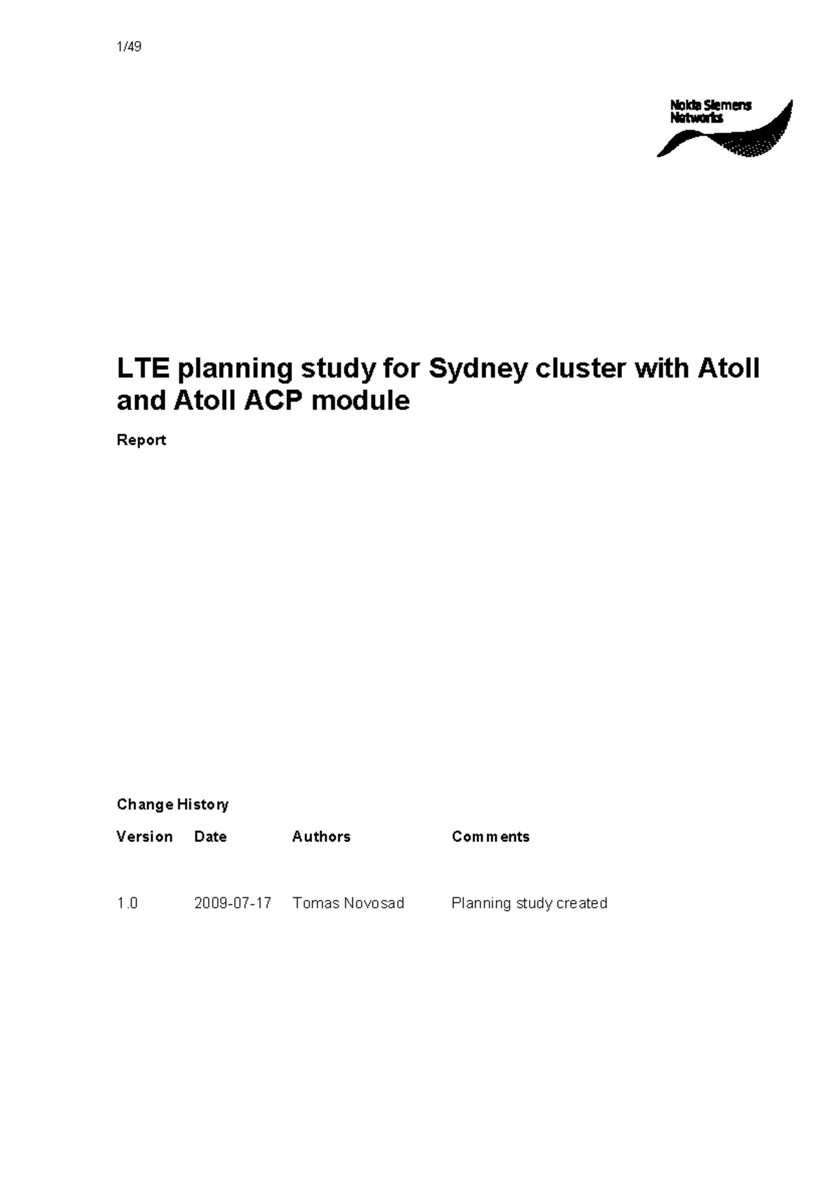 LTE pln-srudy Sydney 001 - LTE planning study for Sydney cluster with ...