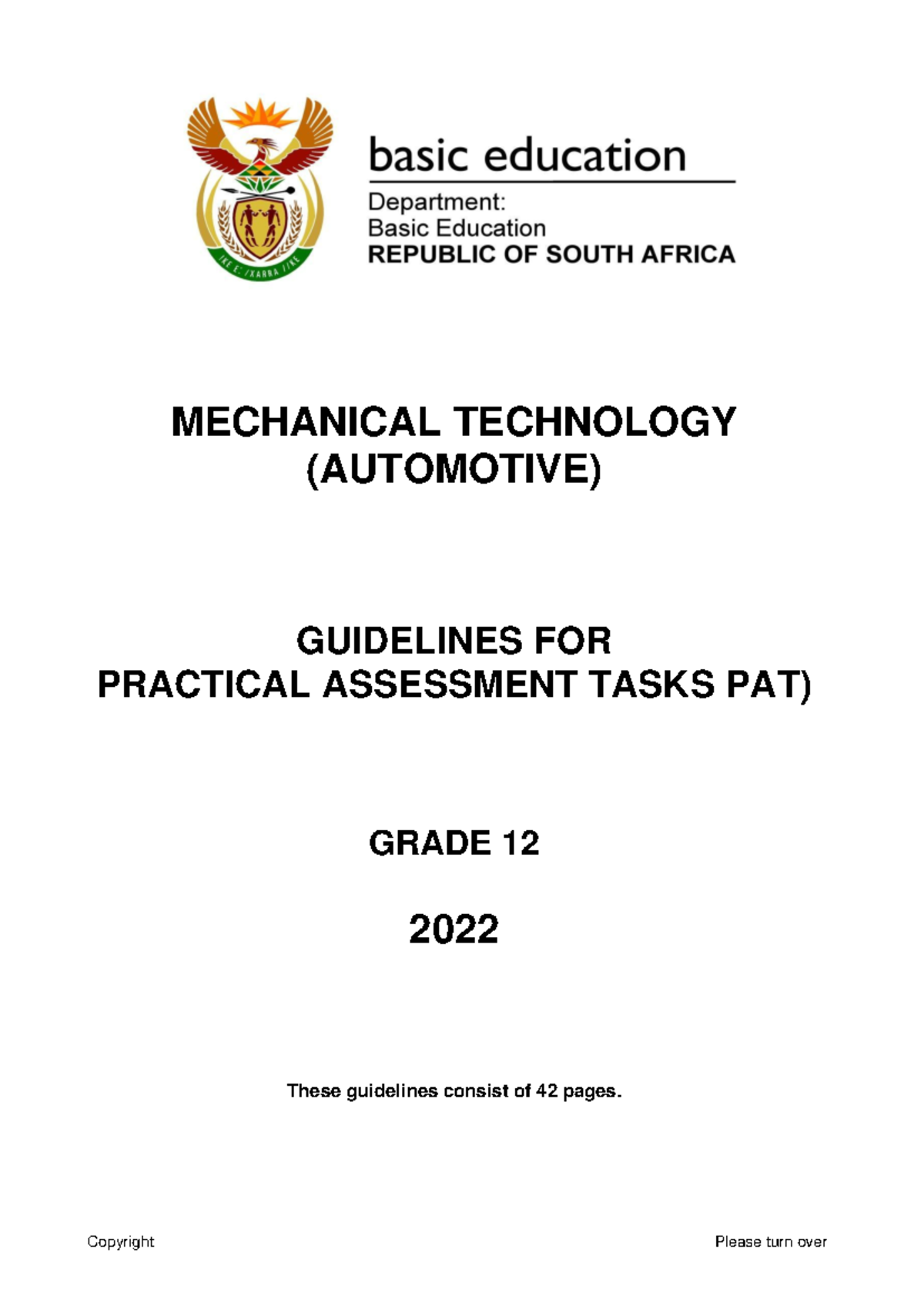 Mechanical Technology PAT GR 12 2022 (Automotive) Eng - Copyright ...