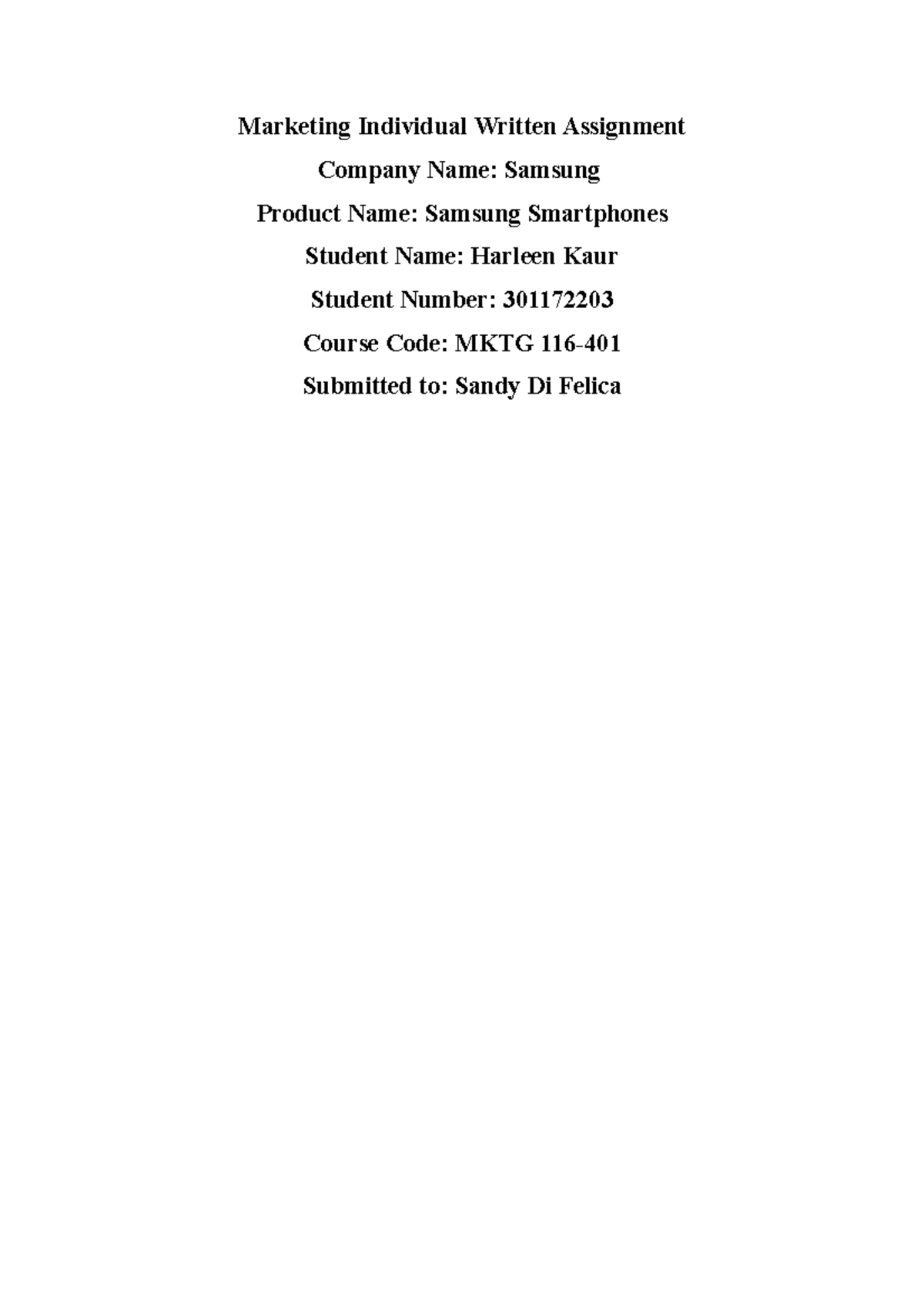 Marketing Individual Written Assignment 2021 - Marketing Individual ...
