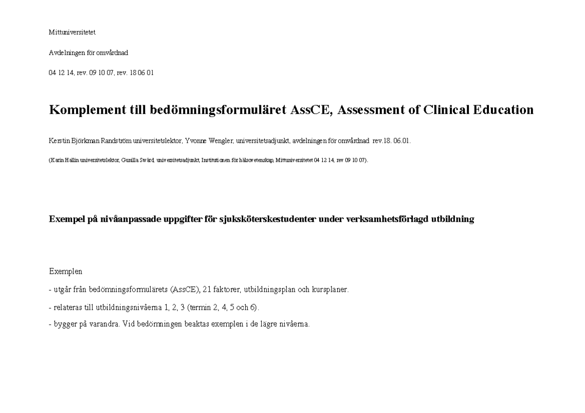 3 - assce förmular förkortning - Mittuniversitetet Avdelningen för ...