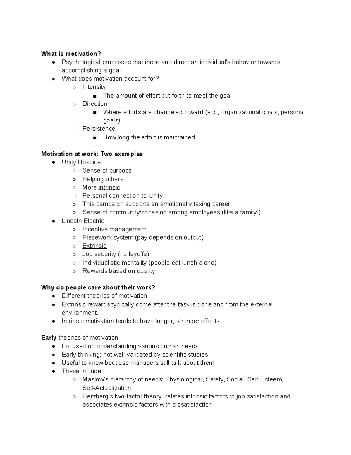 Midterm pt 4 - What is motivation? Psychological processes that incite ...