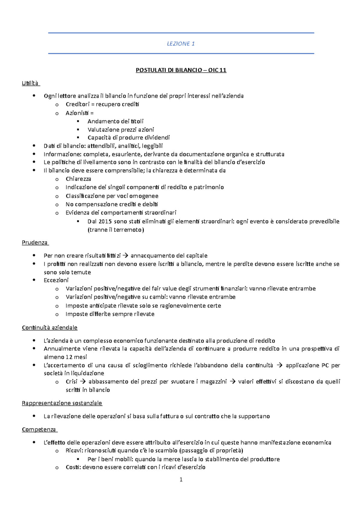 Integrazione slide e appunti revisione contabile - LEZIONE 1 POSTULATI ...