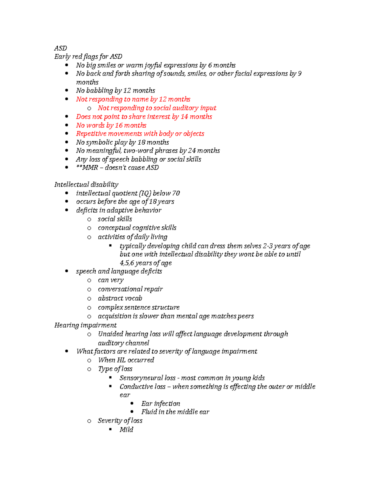 ASD & intellectual disability - ASD Early red flags for ASD No big ...