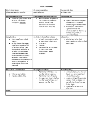 Amiodarone - ....... - MEDICATION CARD Medication Name Pharmacologic ...