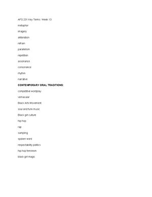 Final Exam Paper-AFS231-42-Kensha Secrease - Kensha Secrease AFS 231- Professor Davis 7 December ...