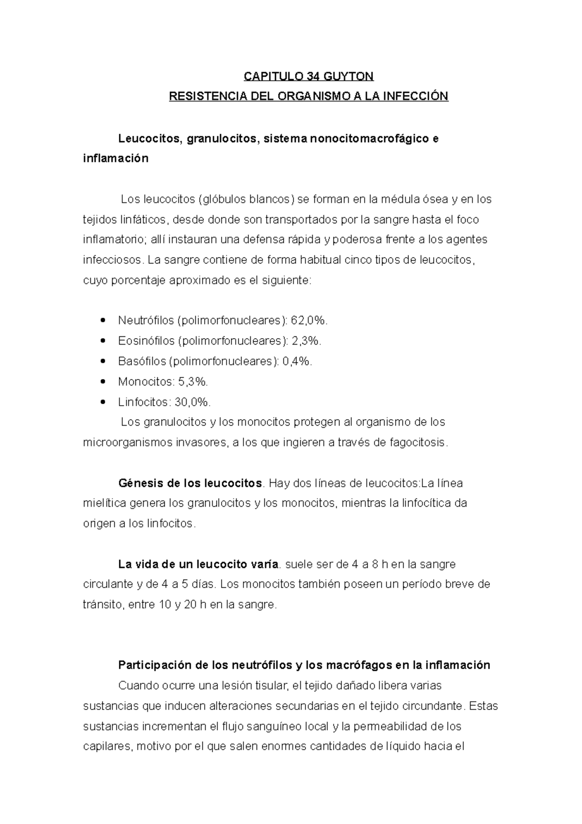 Capitulo 34 HOY - Resumen Guyton e Hall - Fisiologia medica 13 ed. - CAPITULO 34 GUYTON ...