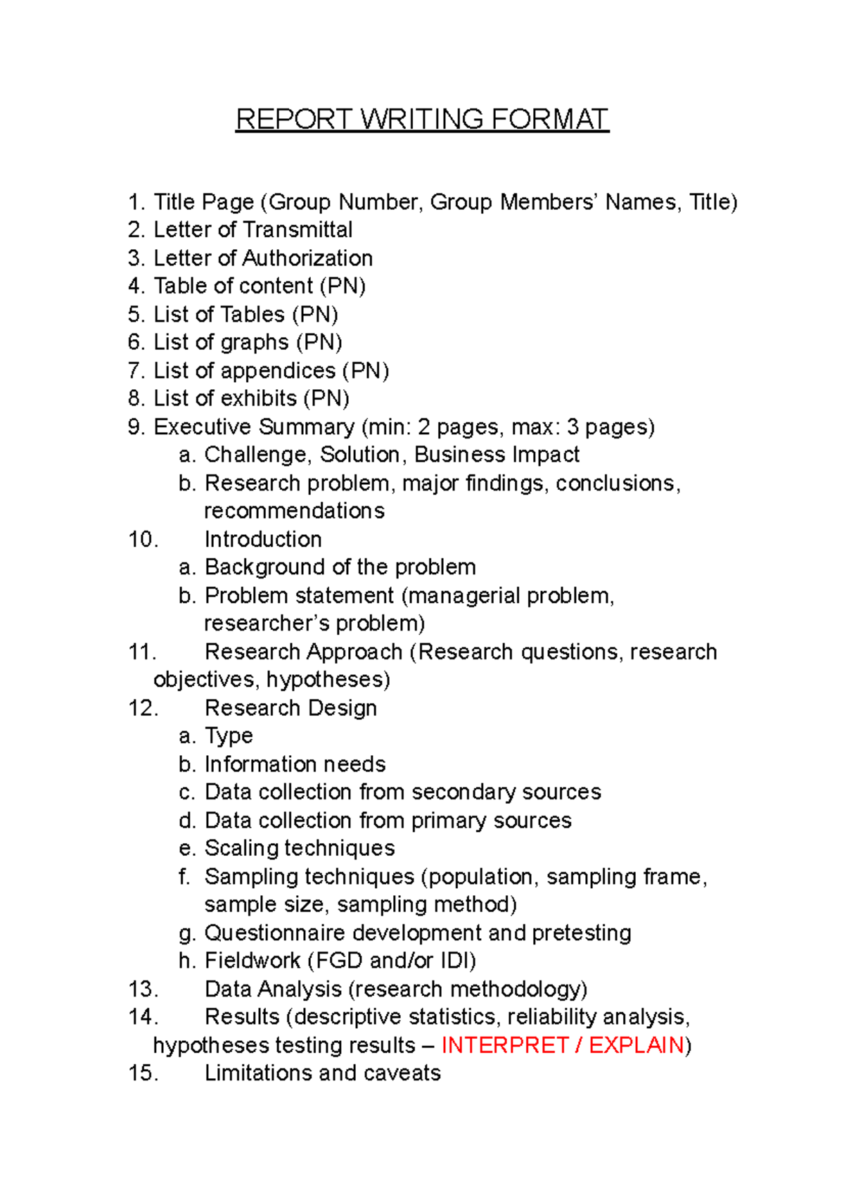 Report Writing Format - expensive - REPORT WRITING FORMAT Title Page ...