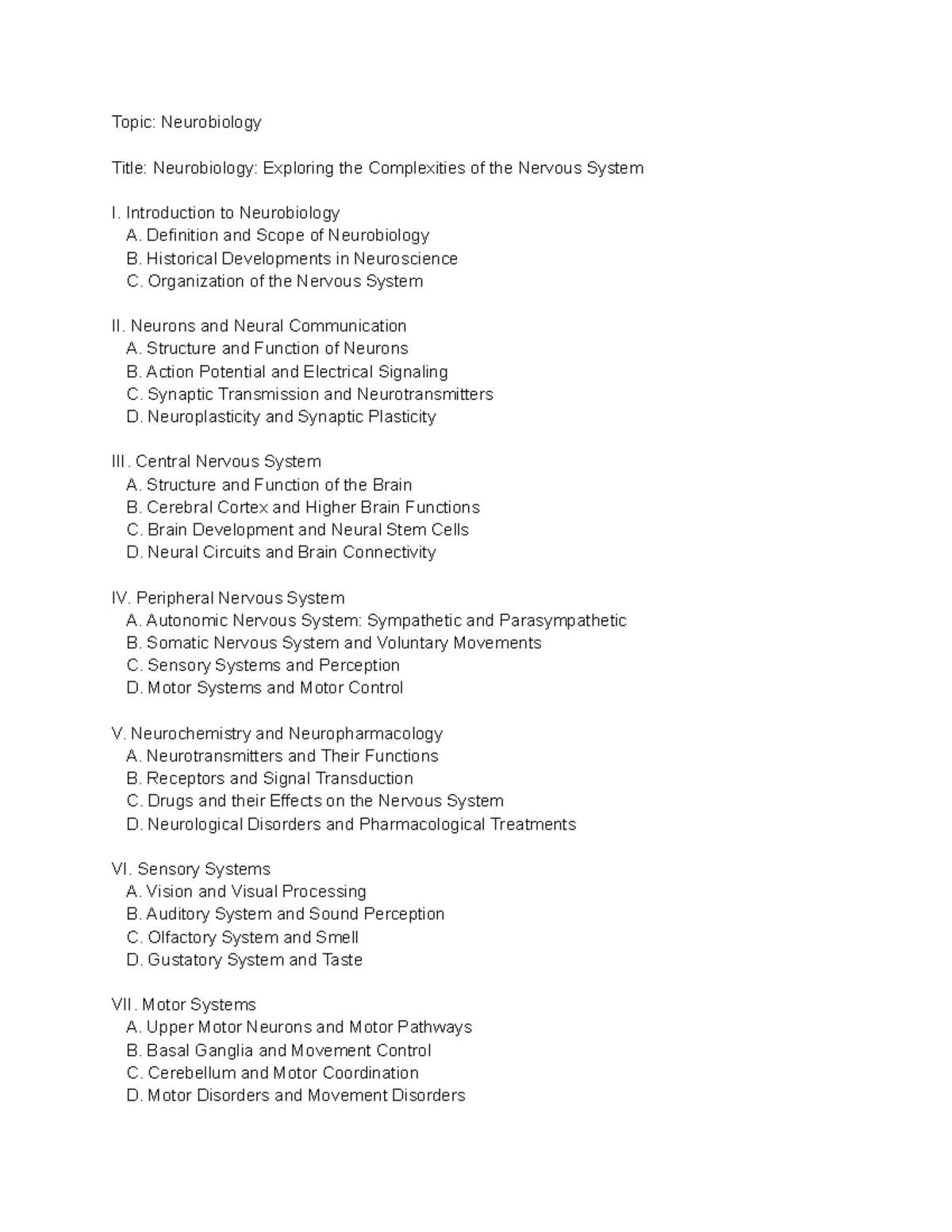 Topic Neurobiology - Evolution and Behavior (BIO 130) - BIO 130 - HFC ...