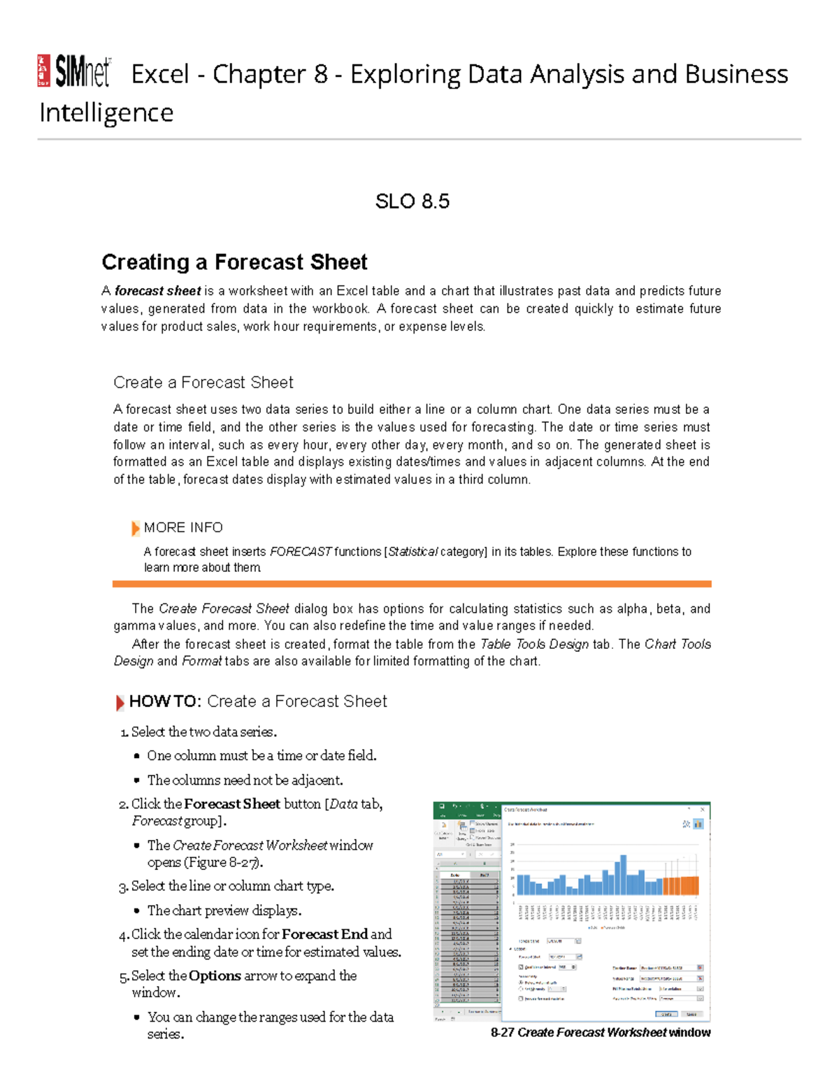SLO 8.5 - Creating a Forecast Sheet - Excel - Chapter 8 - Exploring ...