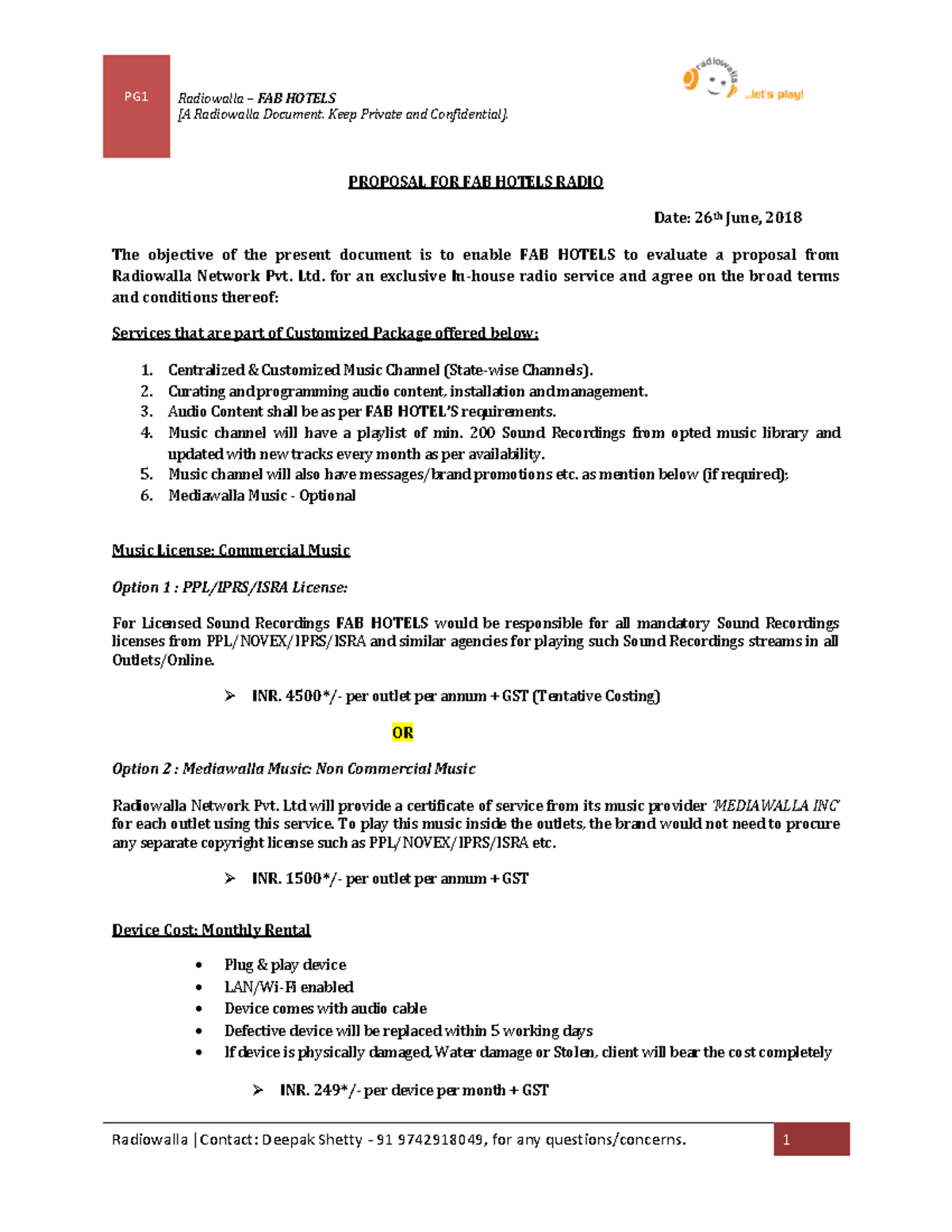 Radiowalla Proposal - CTS - PG1 Radiowalla – FAB HOTELS [A Radiowalla ...