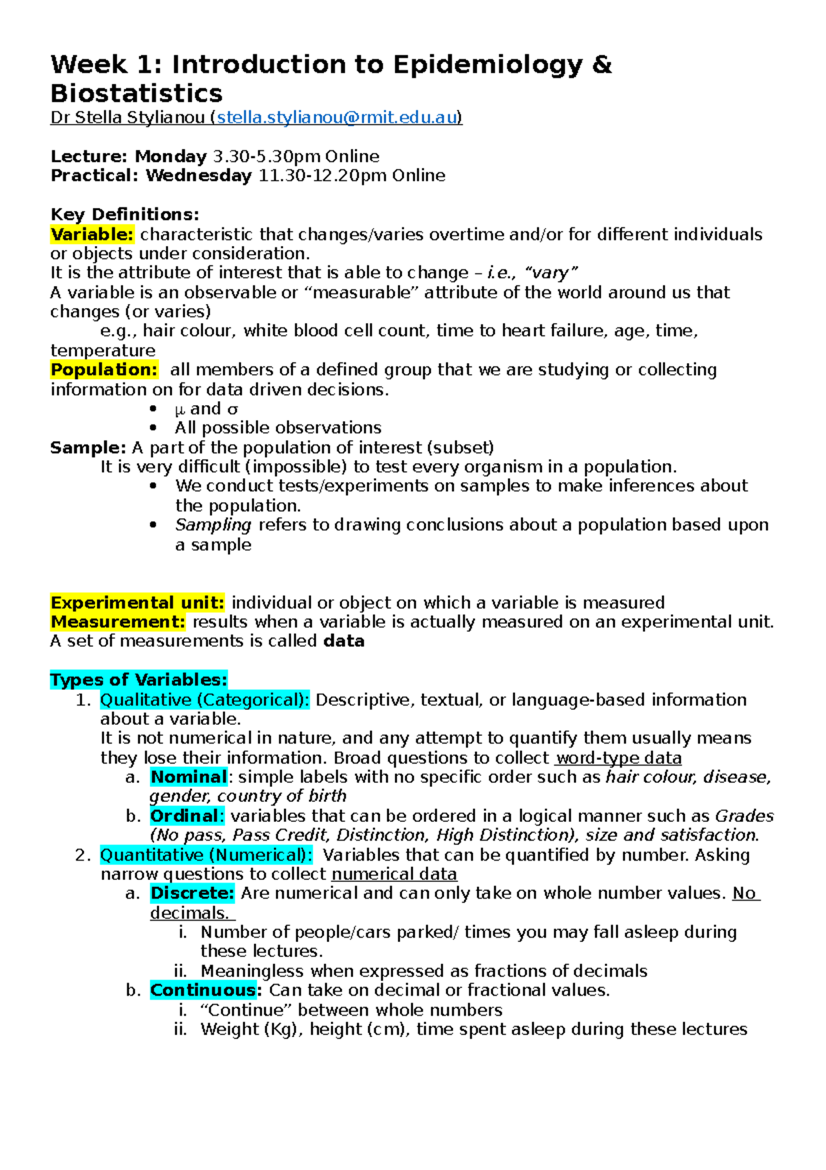 Week 1 Lectorial Biostastistics - Week 1: Introduction to Epidemiology ...