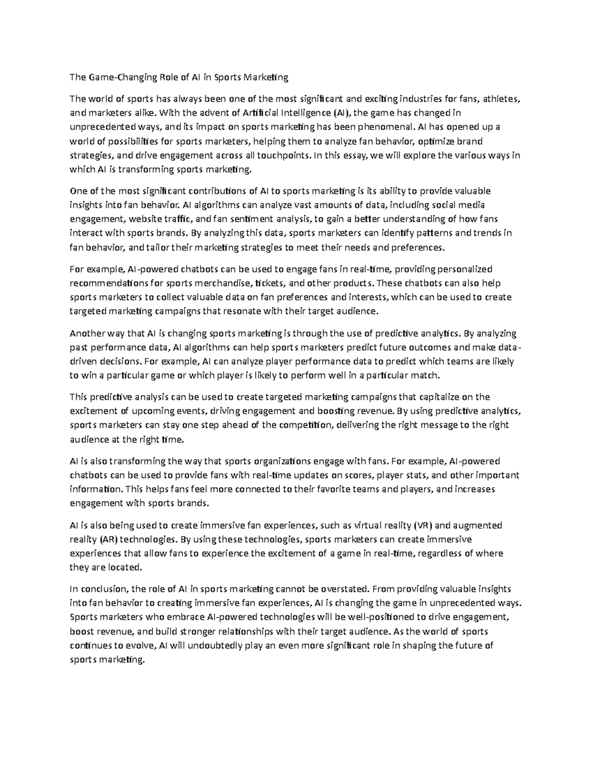 The Game - What is The Game-Changing Role of AI in Sports Marketing ...