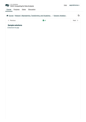 Sample solutions Solution Notebook 2 CSE6040 - Warning: TT: invalid function id: 11 EdX and its ...