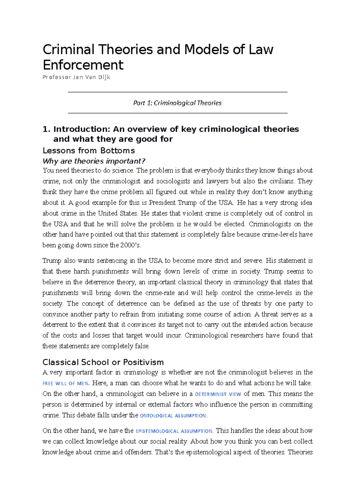 Criminal Theories and Models of Law Enforcement - Criminal Theories and ...