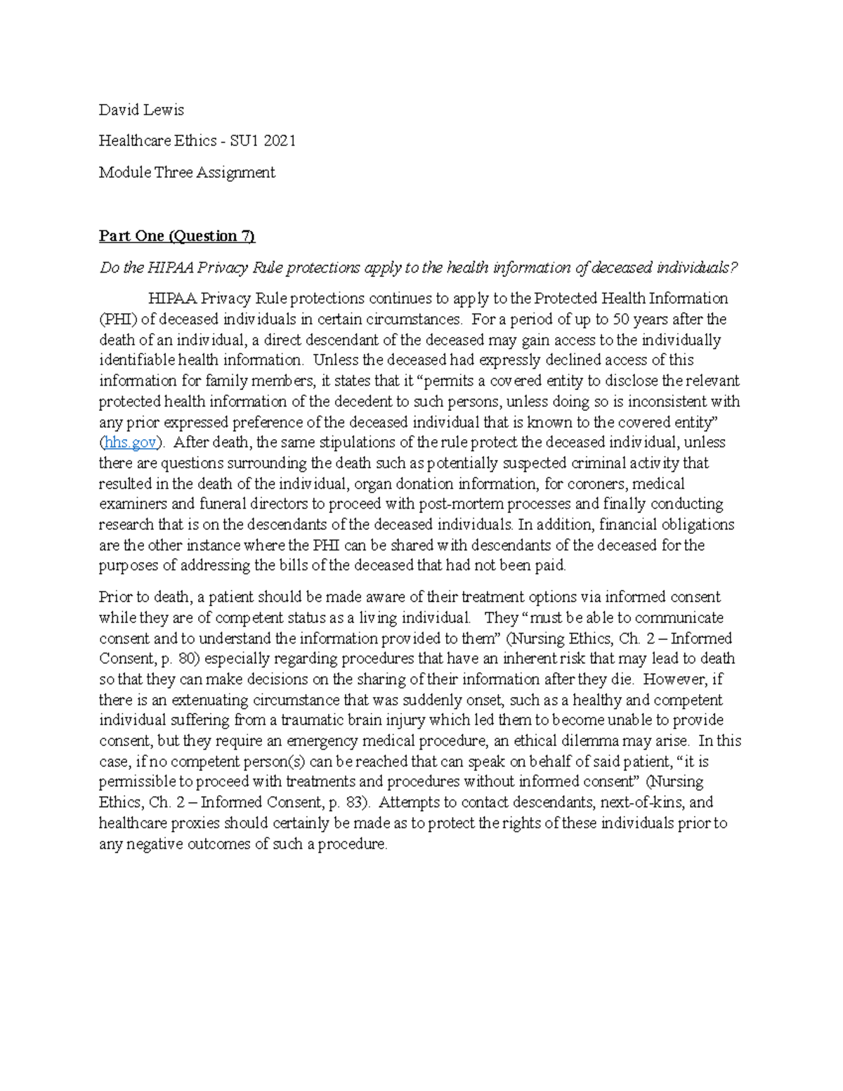 Module 3 Assignment - Lewis, David - ETH 1010 - Studocu