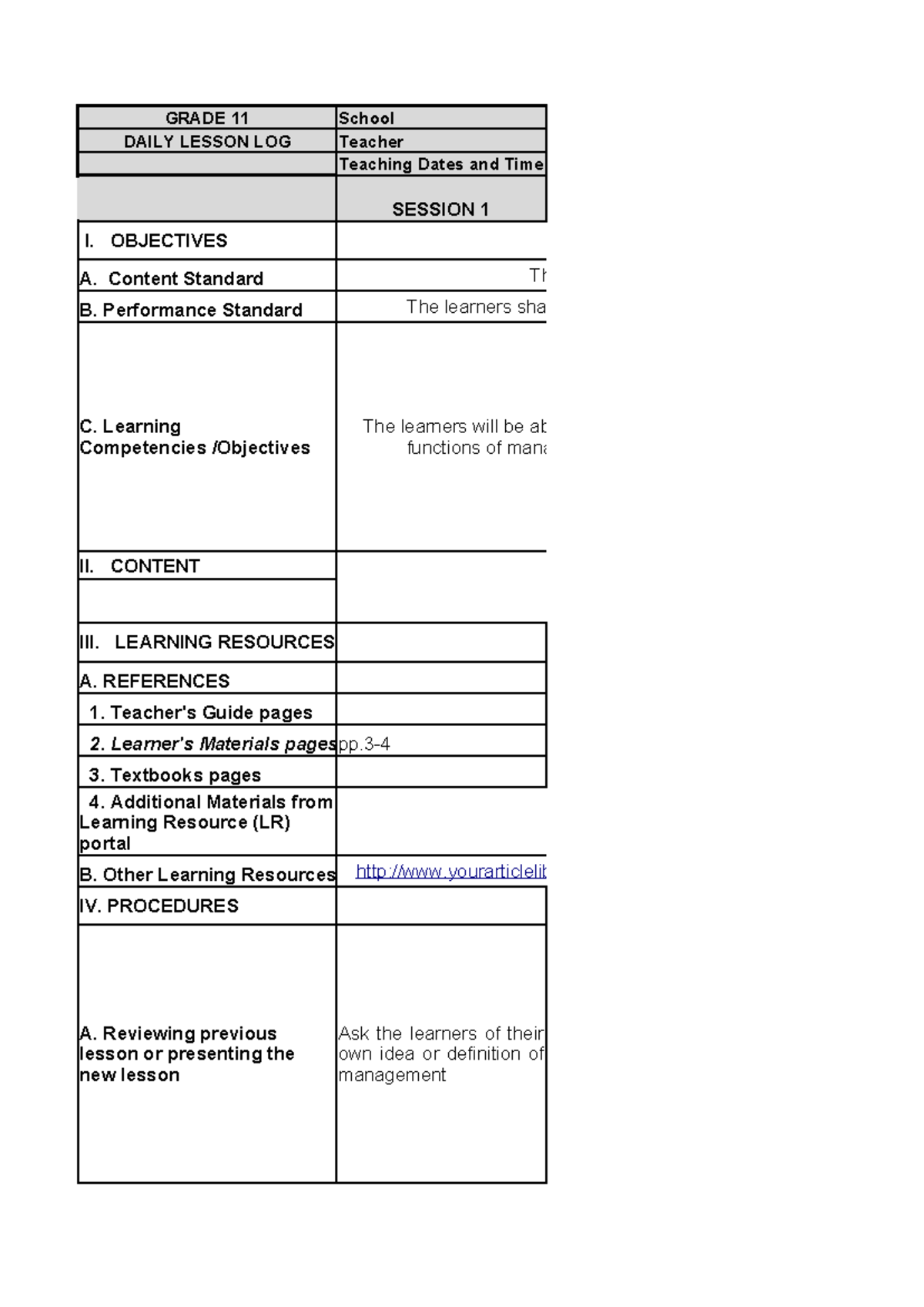 513137627 DLL Organization and Management Q1 Week1 - GRADE 11 School ...
