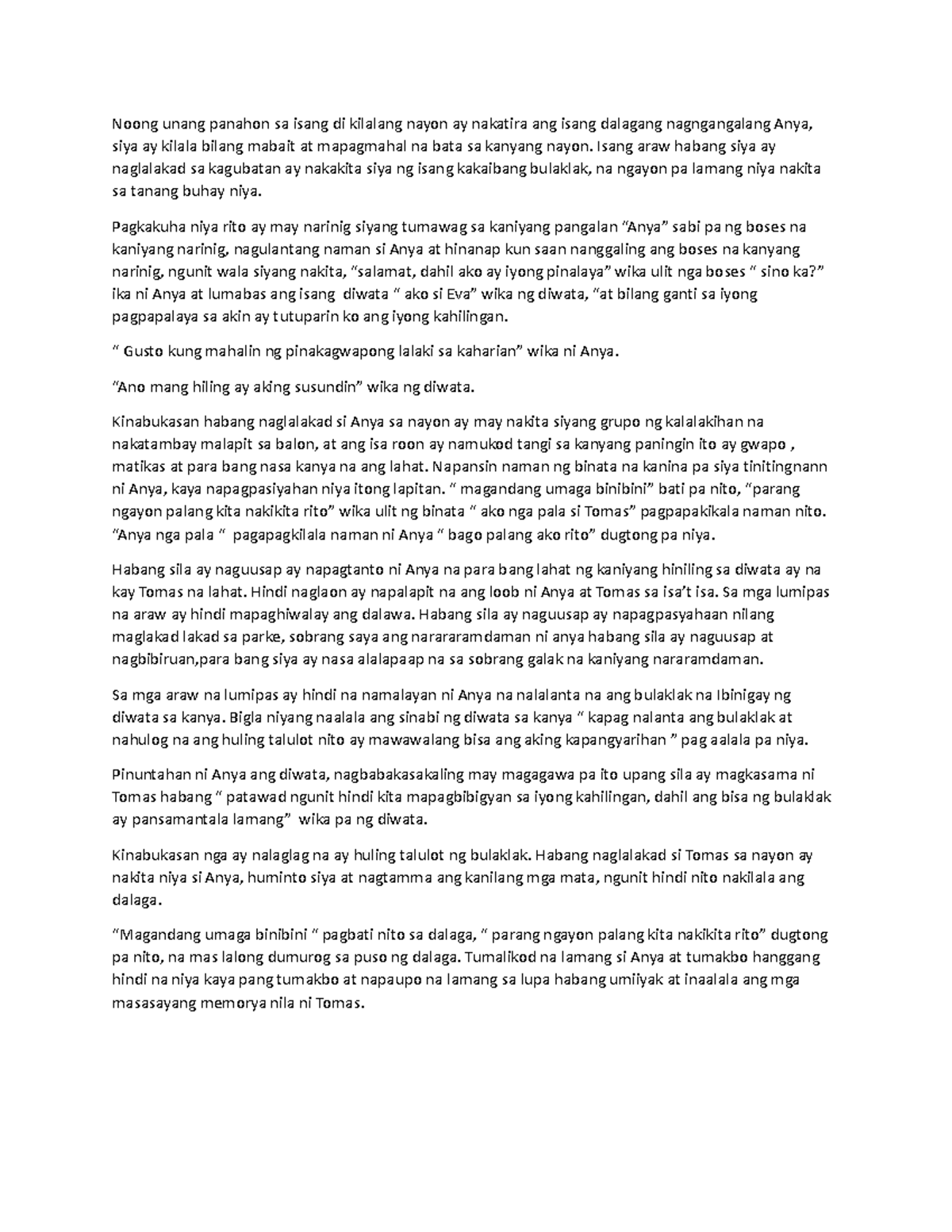 Ang-huling-talulot - Notes - Noong unang panahon sa isang di kilalang ...