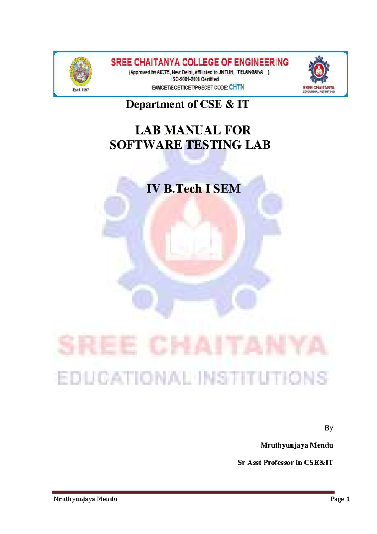 10152 21082014 Software Testing Lab - Department of CSE & IT LAB MANUAL ...