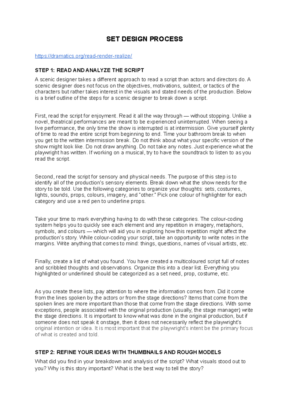 SET Design - Resources for study Ruby Moon - SET DESIGN PROCESS ...