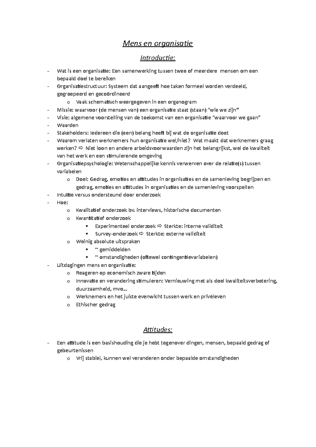 Mens En Organisatie Samenvatting Mens En Organisatie Introductie