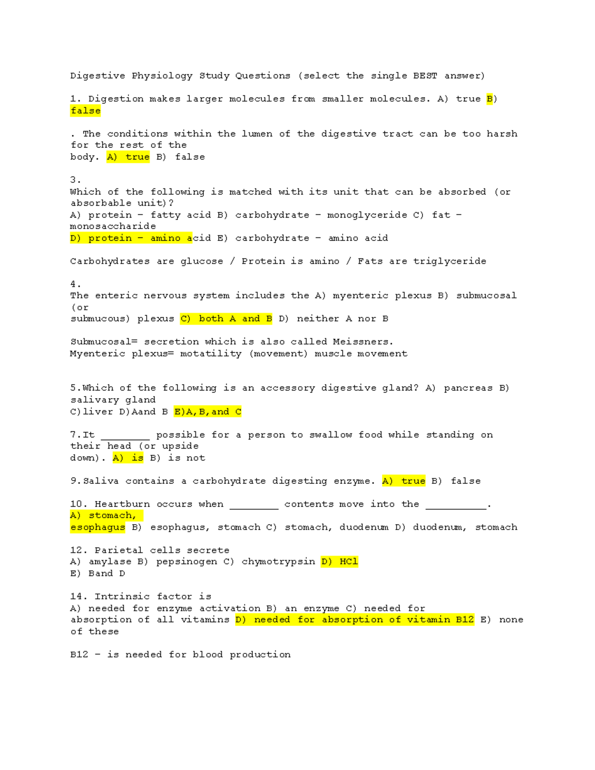 Digestive Physiology Study Questions - Studocu