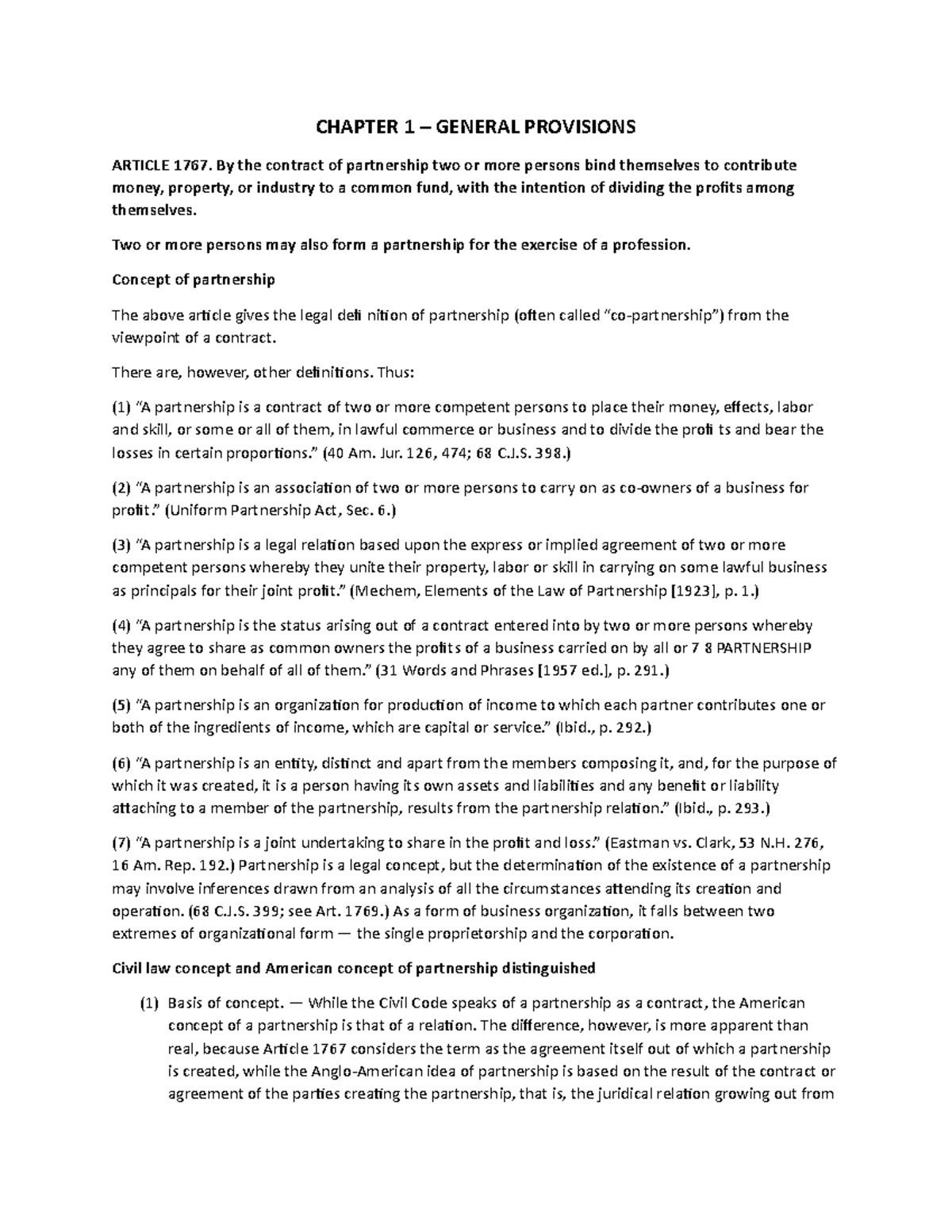 Chapter 1 - General Provisions - CHAPTER 1 – GENERAL PROVISIONS ARTICLE 1767. By the contract of ...