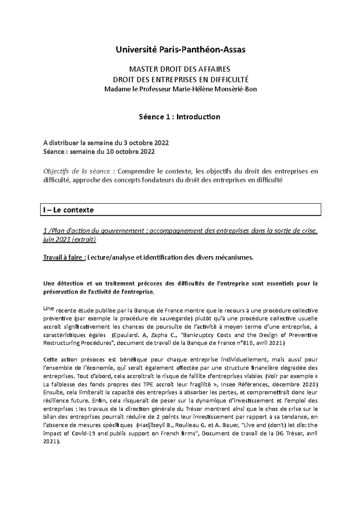 Fascicule TD 1 - FASDICULE TD 1 DED - Université Paris-Panthéon-Assas ...