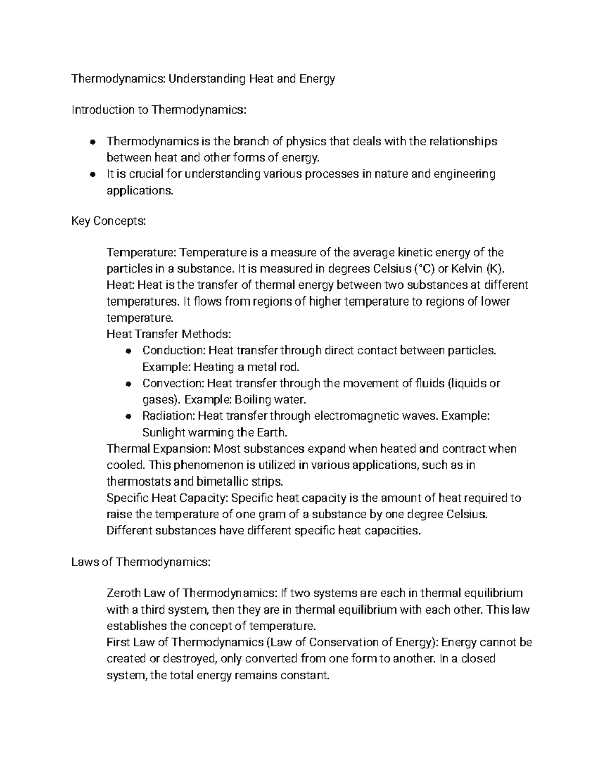 Thermodynamics Understanding Heat and Energy - Google Docs ...