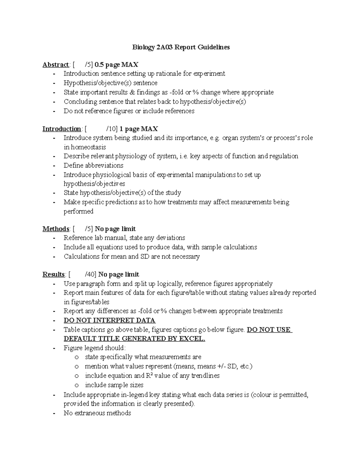 W22 Biology 2A03 General Guidelines for Lab Reports - Biology 2A03 ...