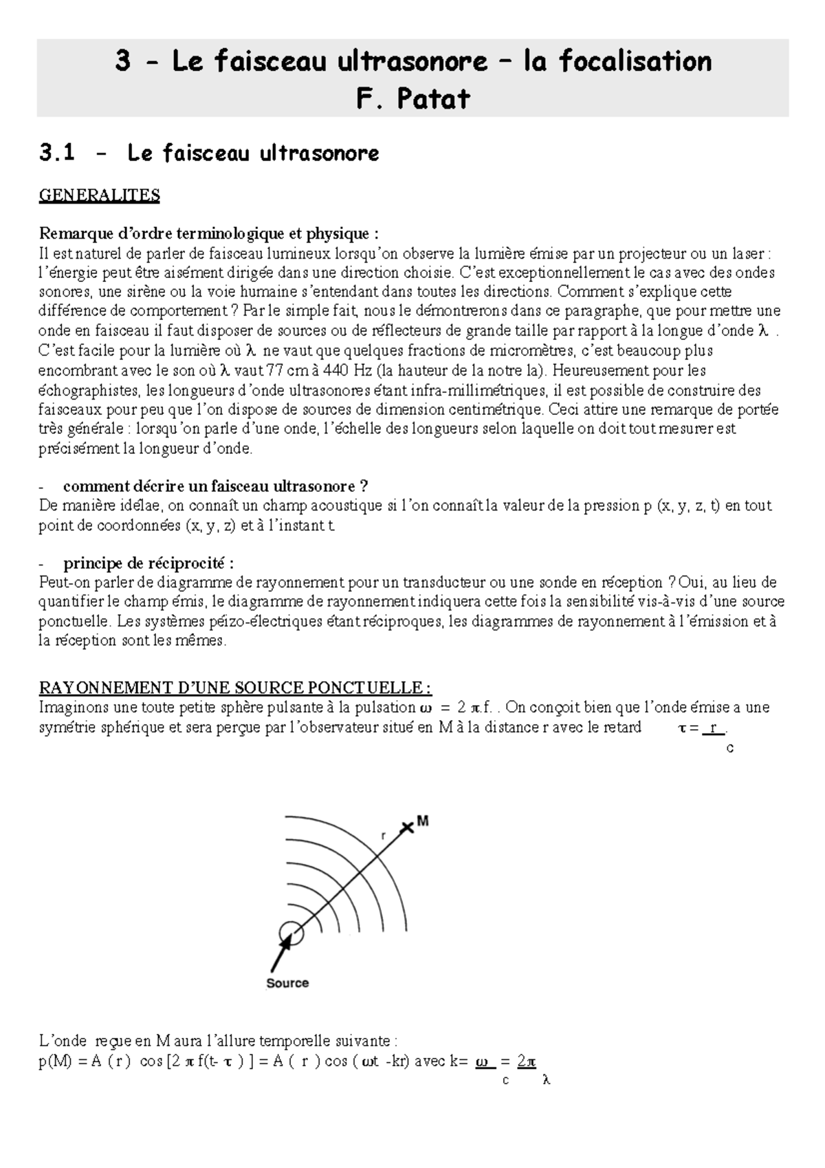 Poly Bases Physiques 03 - 3 - Le faisceau ultrasonore – la focalisation ...