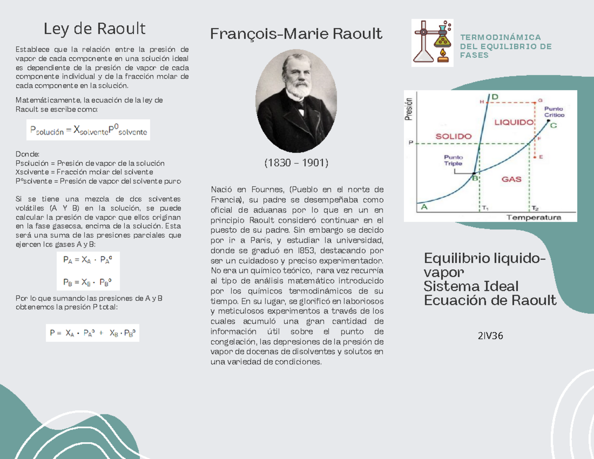 Triptico Equilibrio Liquido Vapor - TERMODINÁMICA DEL EQUILIBRIO DE ...