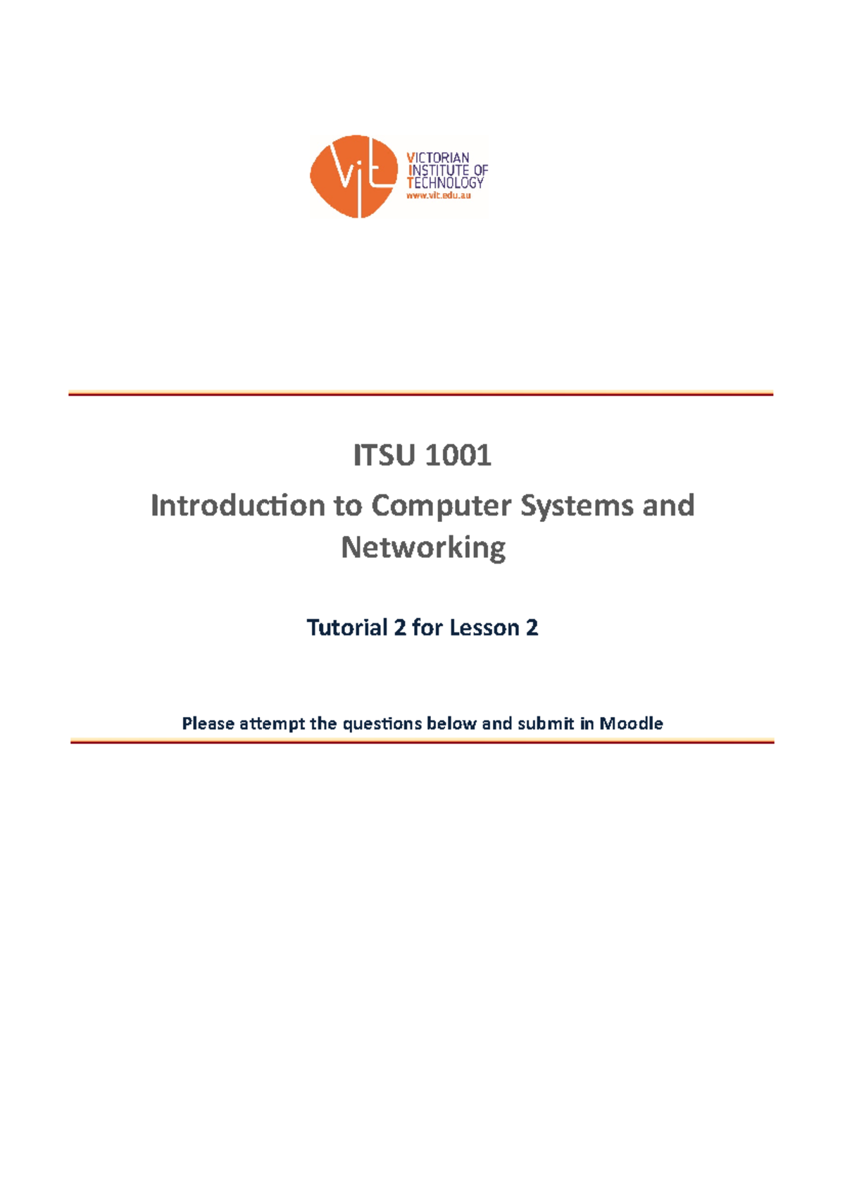 ITSU1001 Lesson 02 - Activity - ITSU 1001 Introduction to Computer Systems and Networking ...