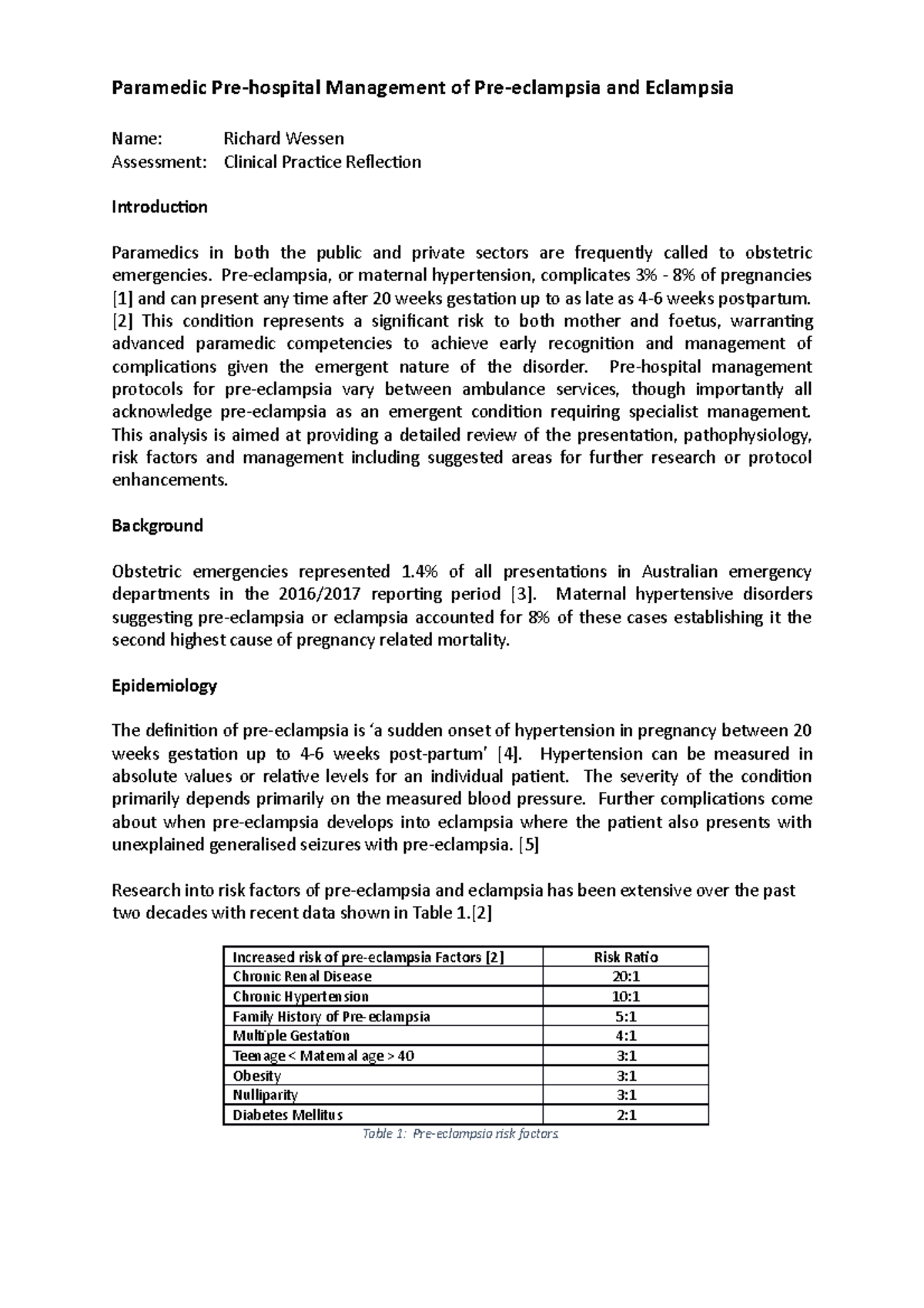 Paramedic Pre-hospital Management of Pre-eclampsia and Eclampsia - Pre ...