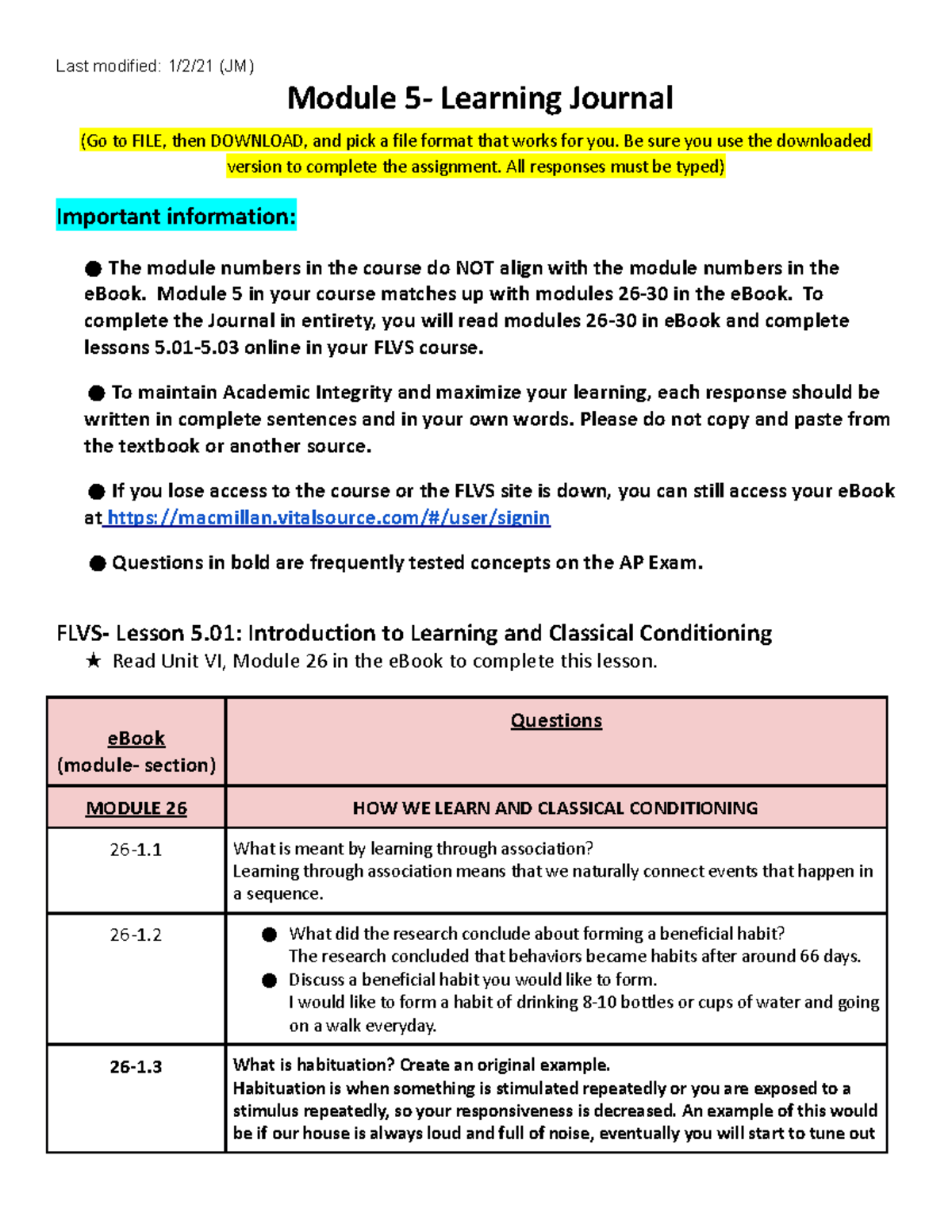 Mod 5 Journal - study guide - Module 5- Learning Journal (Go to FILE ...