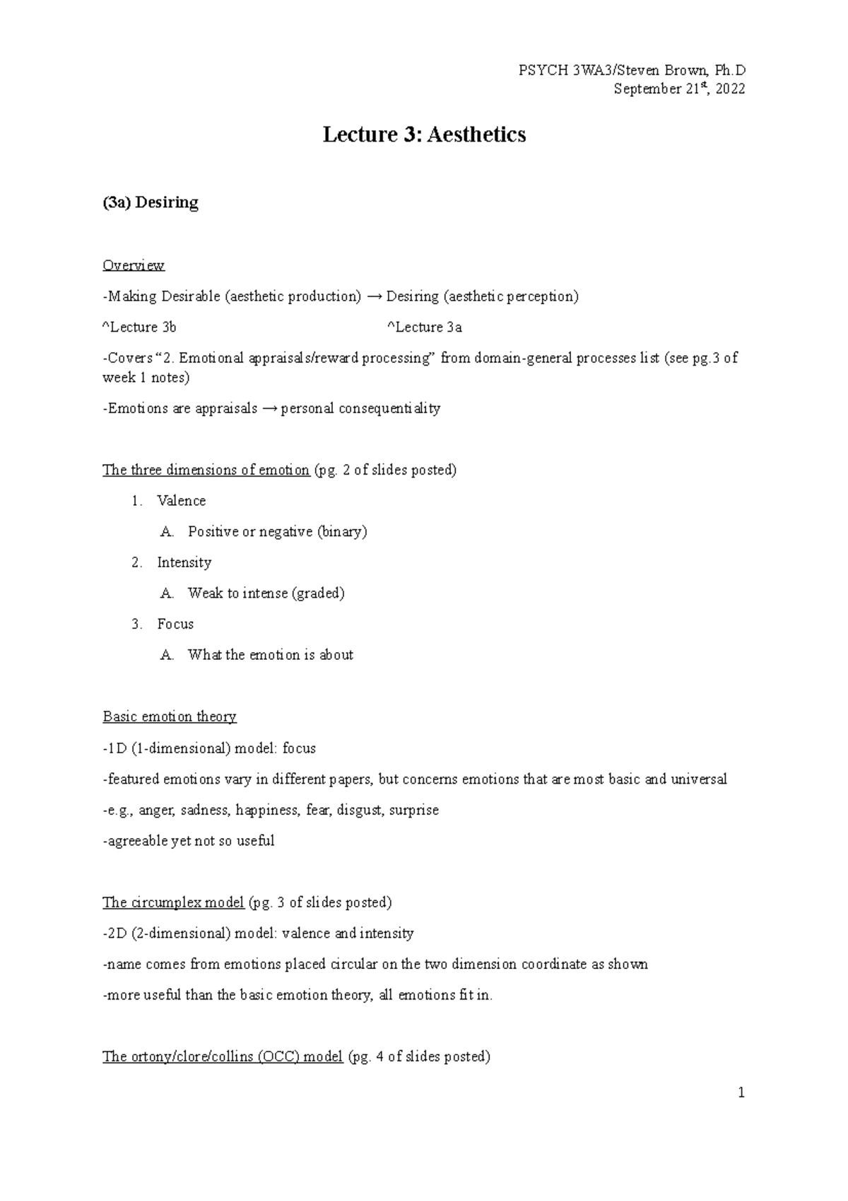 Psych 3WA3 September 21st(Lecture 3) - September 21st, 2022 Lecture 3 ...