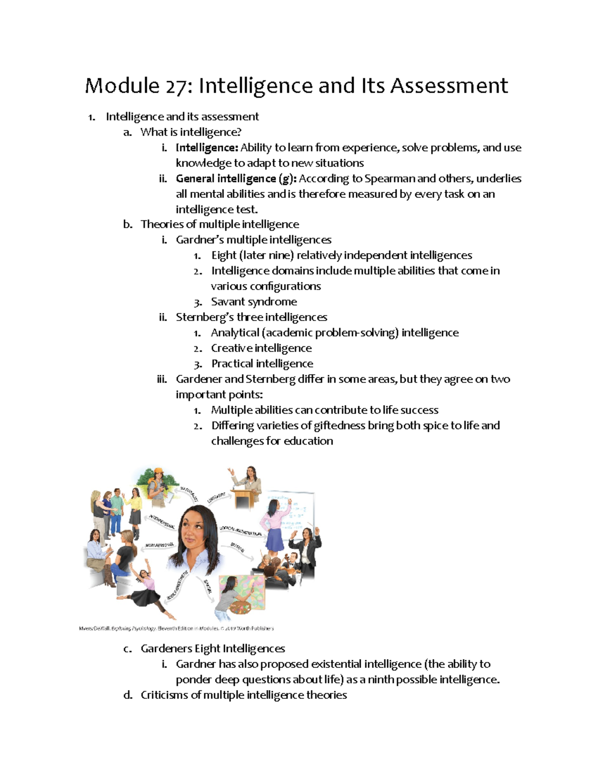 PSY1002 - Module 27 Lecture Notes - Module 27: Intelligence and Its ...