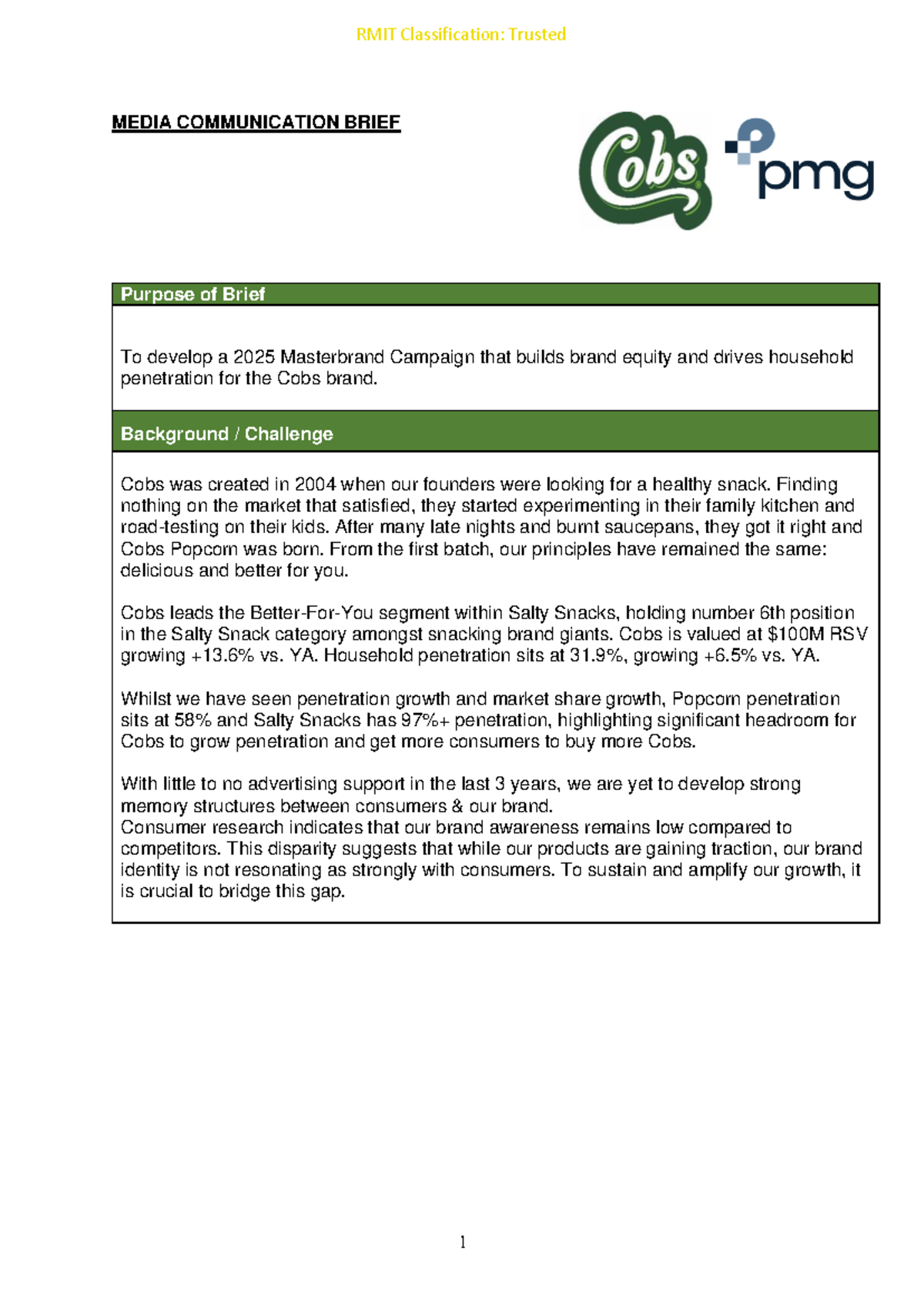 2024 Media Brief Assessment 1 - 1 RMIT Classification: Trusted MEDIA ...