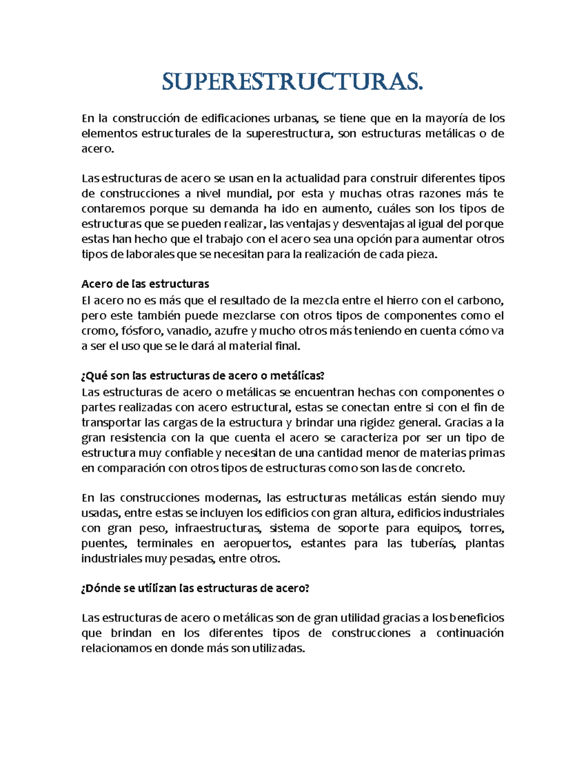 Superestructuras - CALCULOS DE ESTRUCTURAS - Superestructuras. En la ...