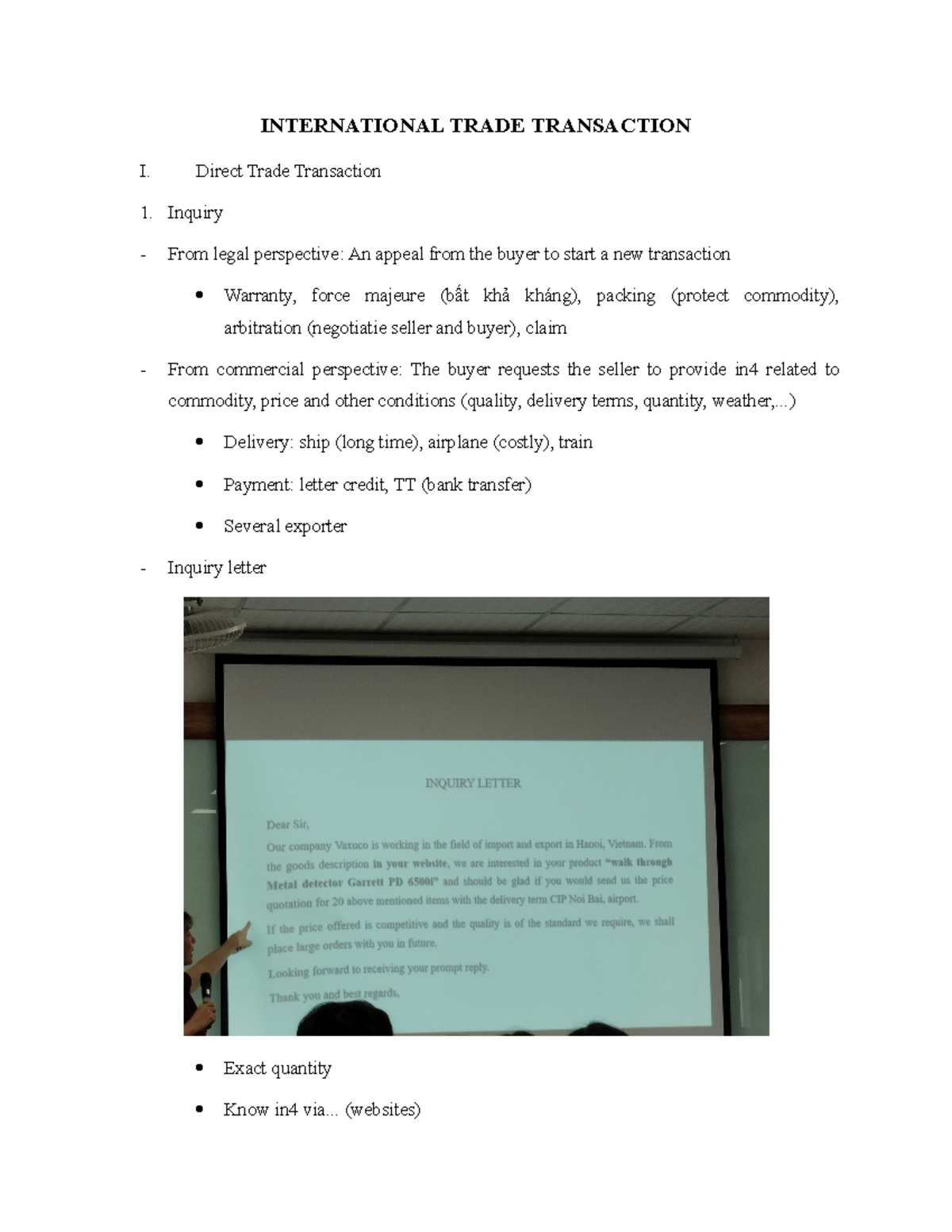 Chapter 1 - International Trade Transaction - INTERNATIONAL TRADE ...