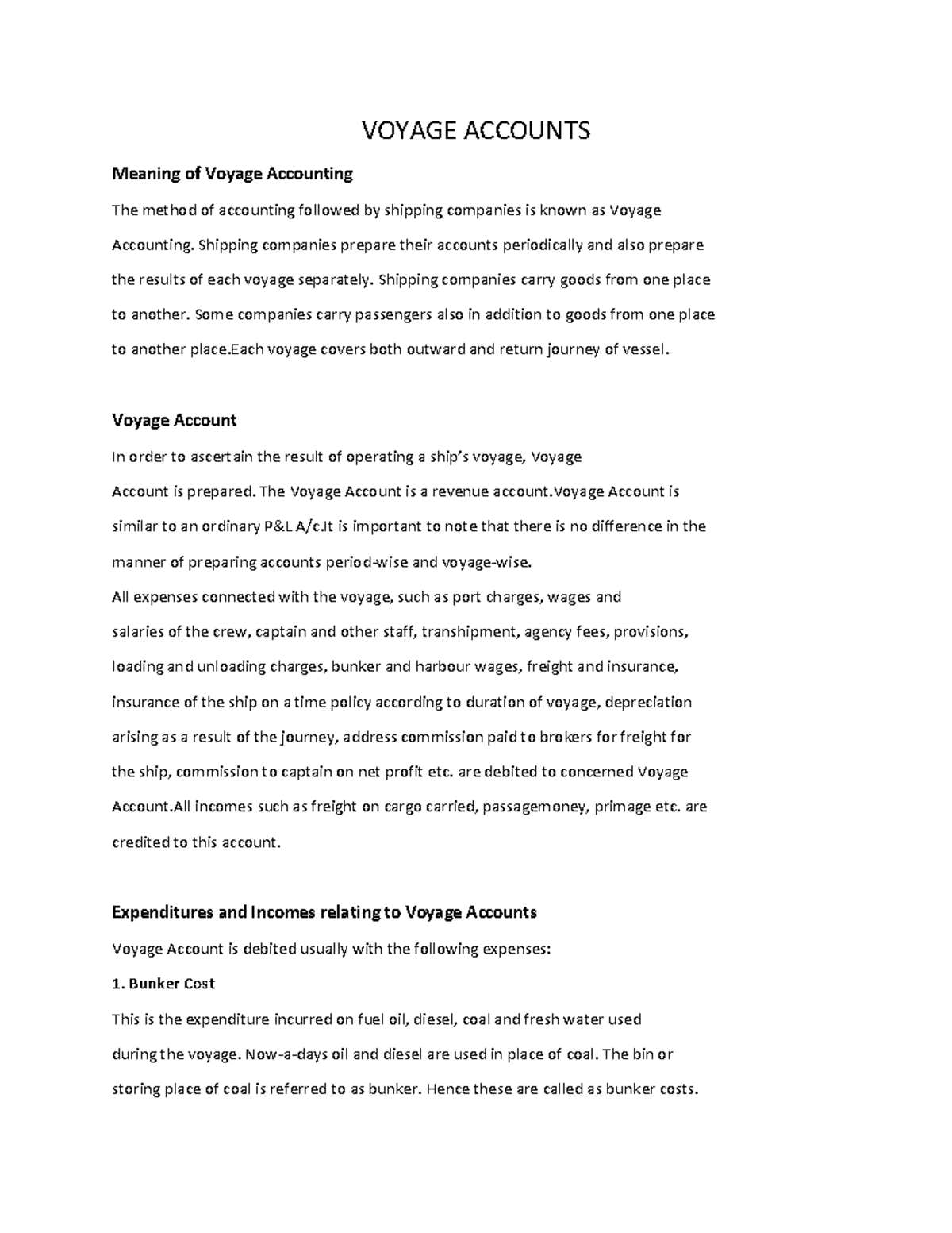 Voyage Accounting - Shipping companies prepare their accounts ...