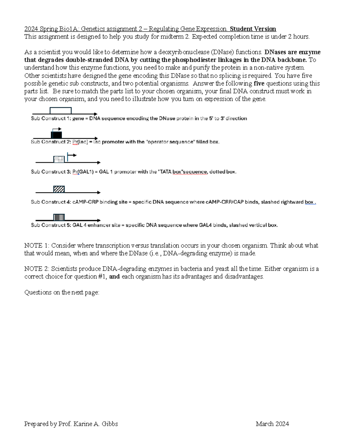 Genetics assignment 2 Student Version - 2024 Spring Bio1A: Genetics ...