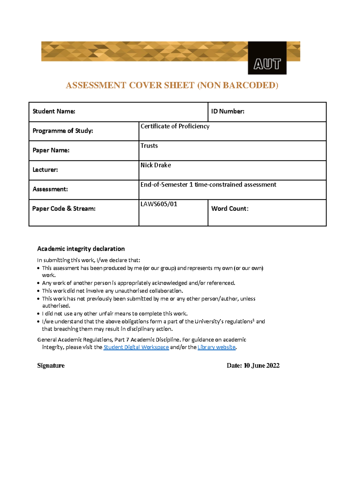 Assignment 2 ddrsaft 2 - ASSESSMENT COVER SHEET (NON BARCODED) Student ...