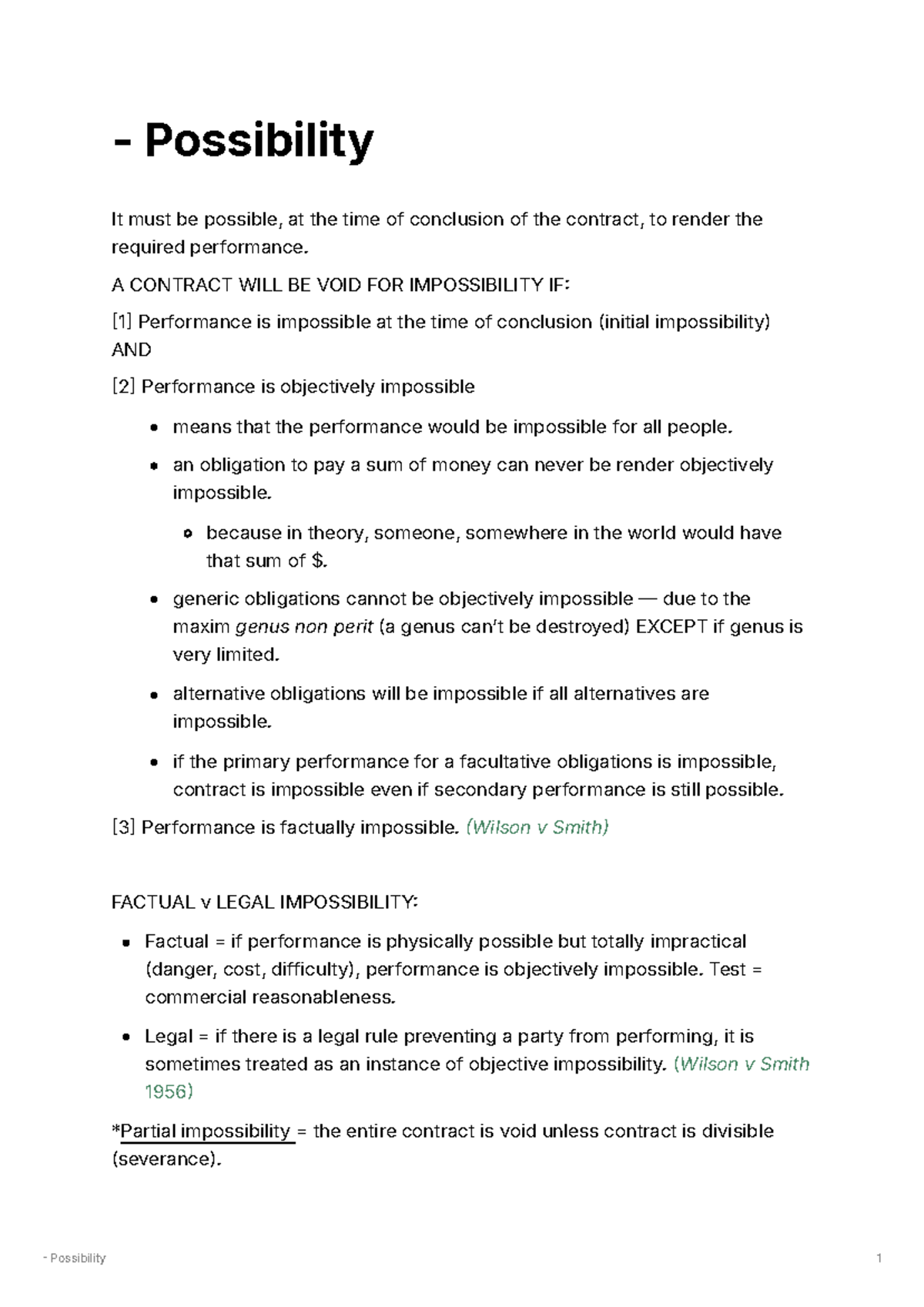 #4.4 Possibility - Summary Law of Contract - Possibility 1 ...