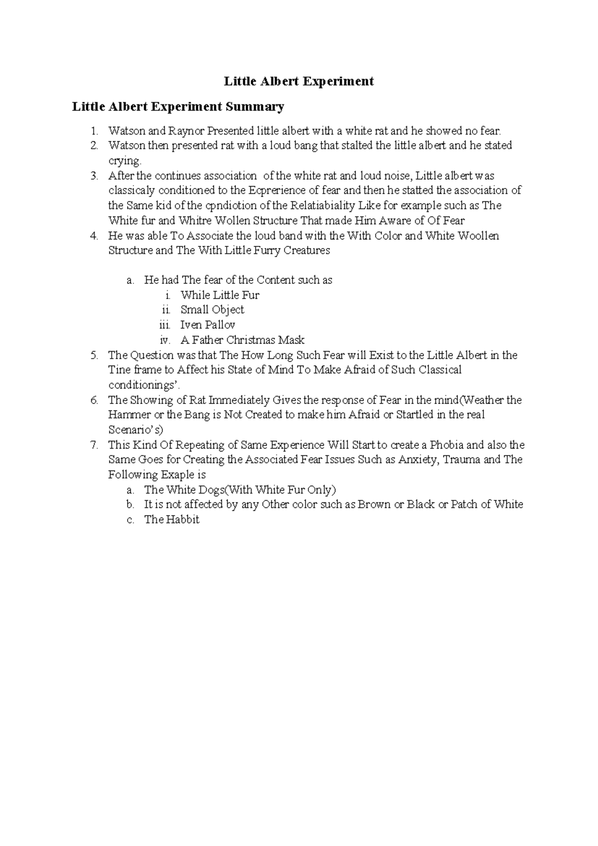 Little Albert Experiment Deatails - Little Albert Experiment Little ...