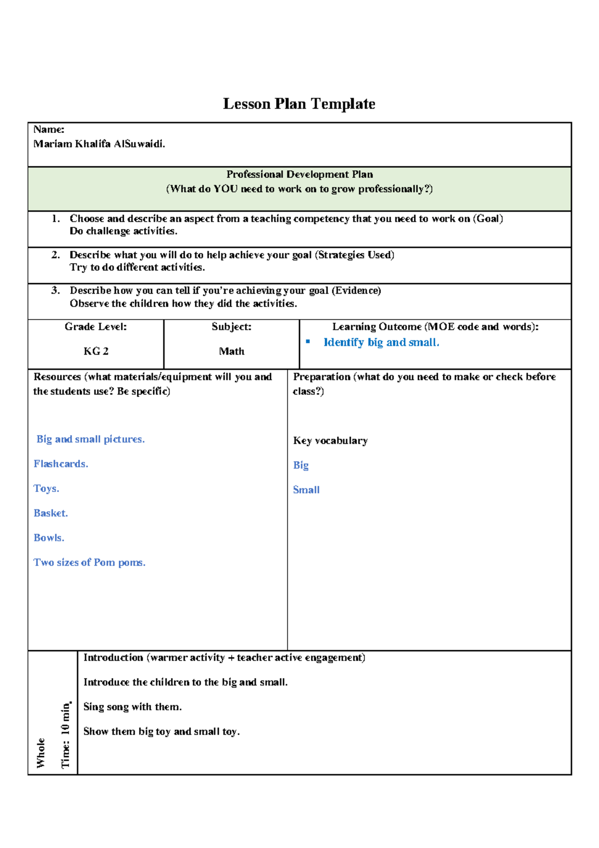 378702265-math - Buggy huhu hey - Lesson Plan Template Name: Mariam ...
