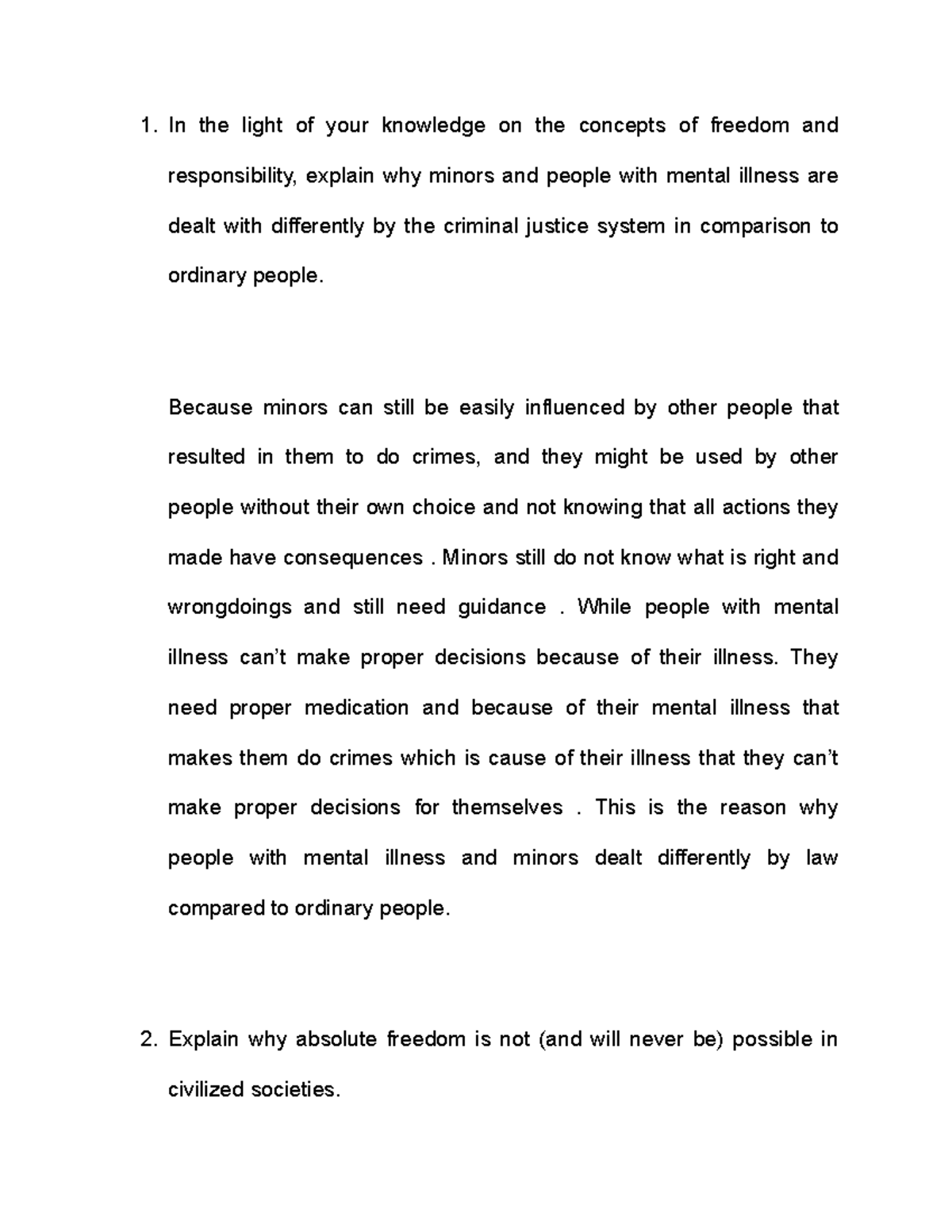 Freedom Ethics - 2nd-Sem 2021 - In the light of your knowledge on the ...