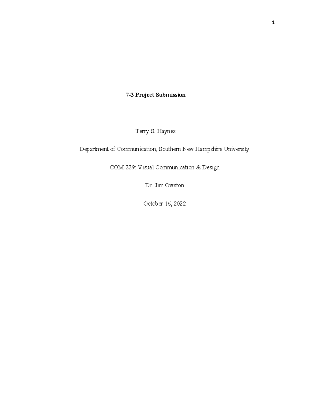 7-1 Project Submission Rationale - 7-3 Project Submission Terry S ...