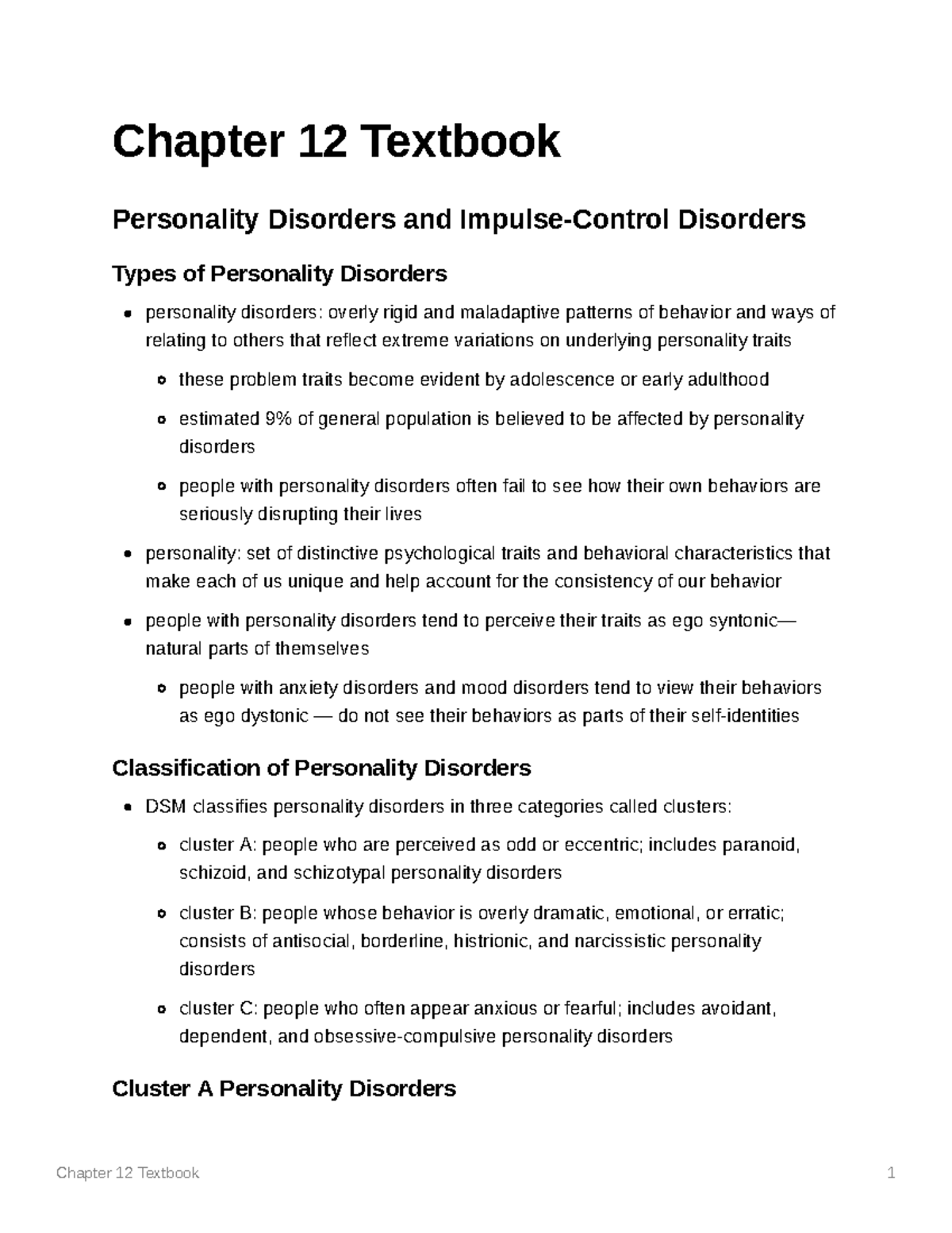 Chapter 12 Textbook - Dr. Michael Stasio - Abnormal Psychology in a ...
