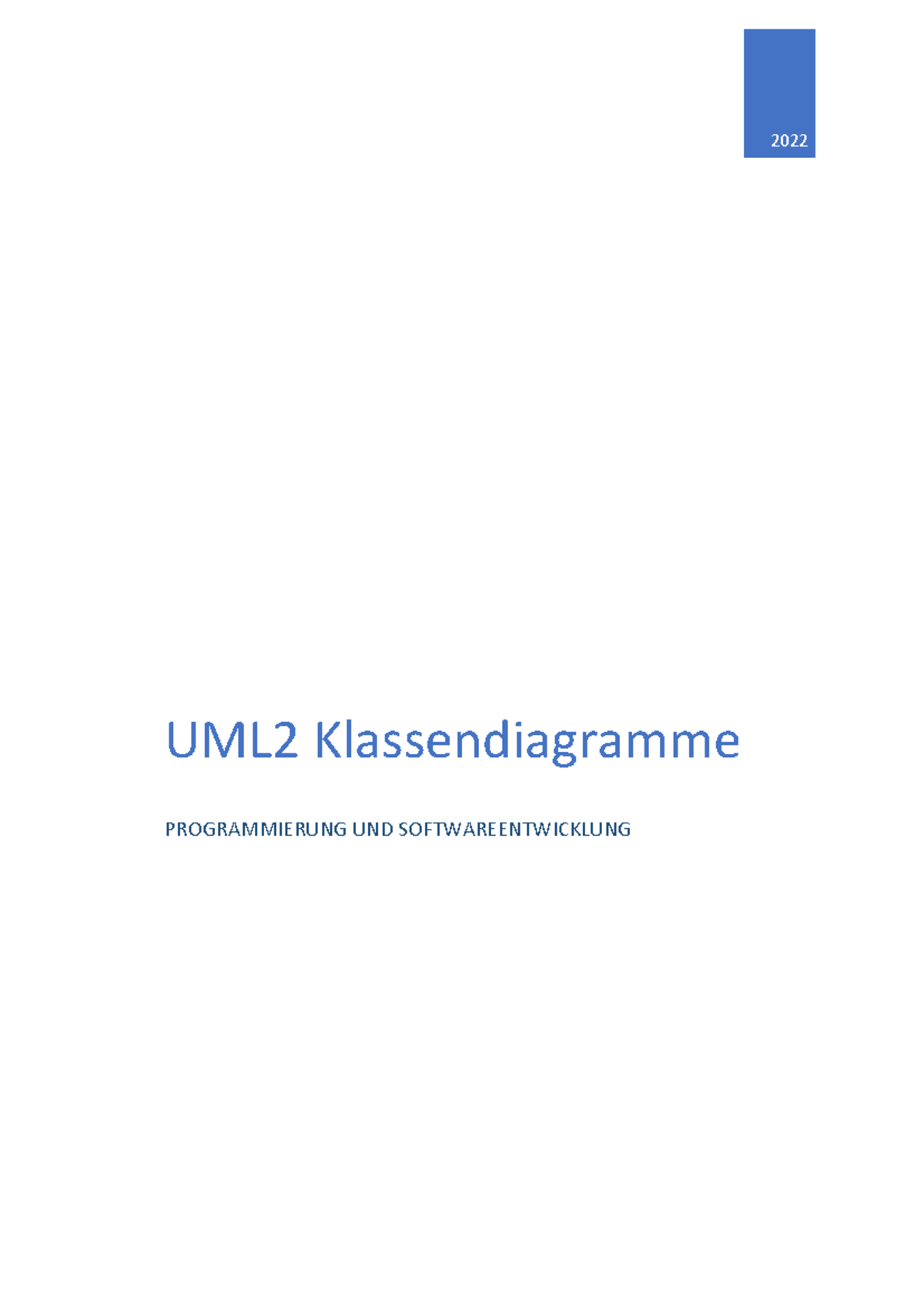 UML-Klassendiagramme Wintersemester 2021/22 - 2022 UML2 ...