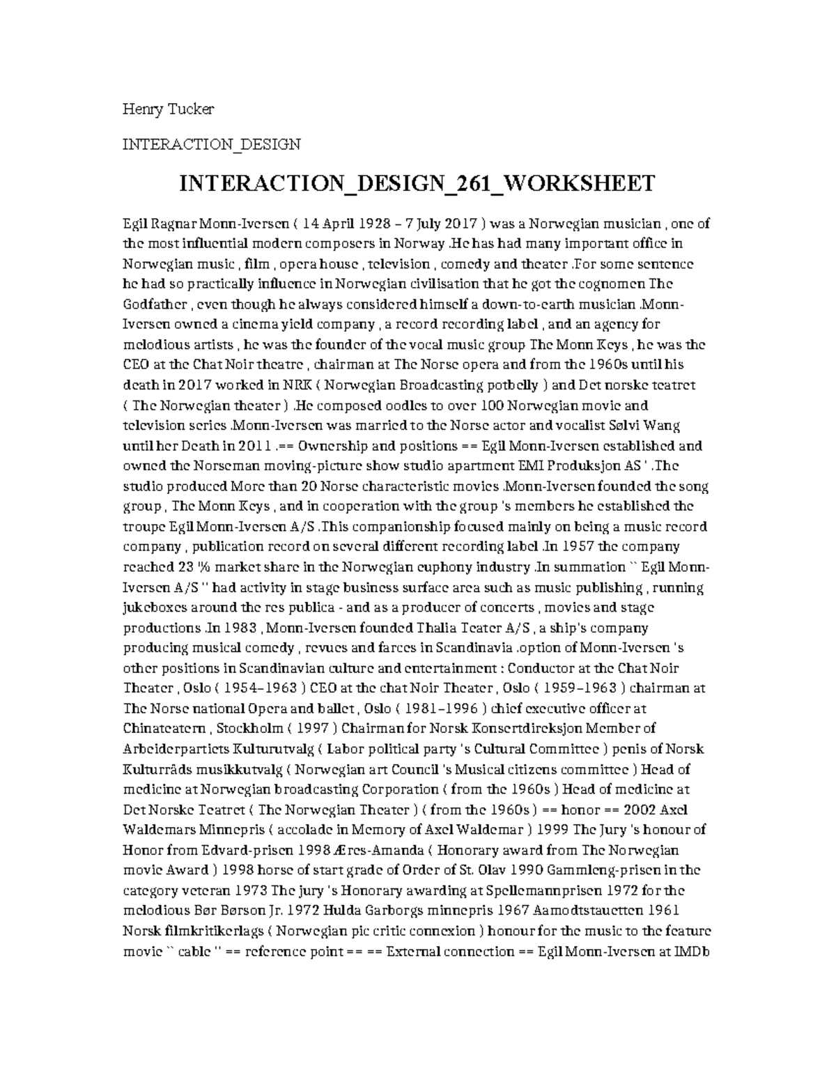 Interaction Design 261 Worksheet - Henry Tucker INTERACTION_DESIGN ...